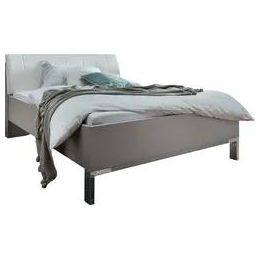 Futonbett Wiemann "Monaco, erstklassige Qualität Made in Germany", grau (kieselgrau, dekor, kunstleder weiß), B:129cm L:218cm, Betten, mit komfortablem Polsterkopfteil