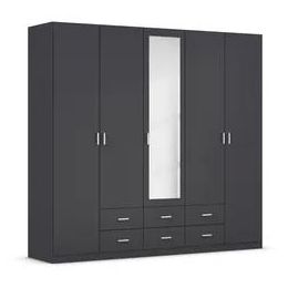 Kleiderschrank Rauch "Schrank Garderobe Wäscheschrank GAMMA in 3 Breiten" Schränke Gr. B/H/T: 226cm x 210cm x 54cm, 5 St., grau (graumetallic) viel Stauraum mit 6 Schubladen, Spiegel TOPSELLER MADE IN GERMANY