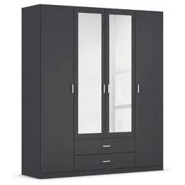 Kleiderschrank Rauch "Schrank Garderobe Wäscheschrank GAMMA in 3 Breiten" Schränke Gr. B/H/T: 181cm x 210cm x 54cm, 4 St., grau (graumetallic) viel Stauraum mit 6 Schubladen, Spiegel TOPSELLER MADE IN GERMANY