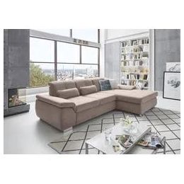 Ecksofa DIE PLANBAR "MP-IN16037 L-Form" Sofas Gr. B/H/T: 289cm x 85cm x 195cm, Chenille, Ottomane rechts, Ausführung, lila (flieder) mit Sitztiefenverstellung & Zierkissen, Federkern