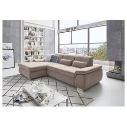 Ecksofa DIE PLANBAR "MP-IN16037 L-Form" Sofas Gr. B/H/T: 289cm x 85cm x 195cm, Chenille, Ottomane links, Ausführung, lila (flieder) mit Sitztiefenverstellung & Zierkissen, Federkern