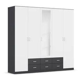 Kleiderschrank Rauch "Schrank Garderobe Wäscheschrank GAMMA in 3 Breiten" Schränke Gr. B/H/T: 226 cm x 210 cm x 54 cm, 5 St., grau (graumetallic, alpinweiß) viel Stauraum mit 6 Schubladen, Spiegel TOPSELLER MADE IN GERMANY