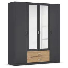 Kleiderschrank Rauch "Schrank Garderobe Wäscheschrank GAMMA in 3 Breiten" Schränke Gr. B/H/T: 181 cm x 210 cm x 54 cm, 4 St., grau (graumetallic, eiche artisan) viel Stauraum mit 6 Schubladen, Spiegel TOPSELLER MADE IN GERMANY