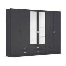 Kleiderschrank Rauch "Schrank Garderobe Wäscheschrank GAMMA in 3 Breiten" Schränke Gr. B/H/T: 271 cm x 210 cm x 54 cm, 6 St., grau (graumetallic) viel Stauraum mit 6 Schubladen, Spiegel TOPSELLER MADE IN GERMANY