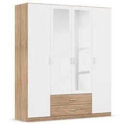 Kleiderschrank Rauch "Schrank Garderobe Wäscheschrank GAMMA in 3 Breiten" Schränke Gr. B/H/T: 181 cm x 210 cm x 54 cm, 4 St., weiß (eiche sonoma, alpinweiß) viel Stauraum mit 6 Schubladen, Spiegel TOPSELLER MADE IN GERMANY