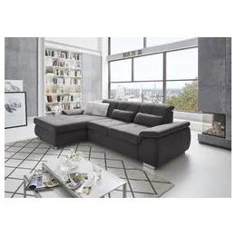 Ecksofa DIE PLANBAR "MP-IN16037 L-Form", grau (anthrazit), B:289cm H:85cm T:195cm, 100% Polyester, Sofas, mit Sitztiefenverstellung & Zierkissen, Federkern