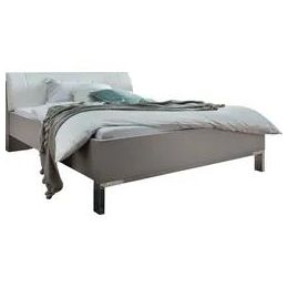 Futonbett Wiemann "Monaco, erstklassige Qualität Made in Germany", grau (kieselgrau, dekor, kunstleder weiß), B:209cm L:218cm, Betten, mit komfortablem Polsterkopfteil