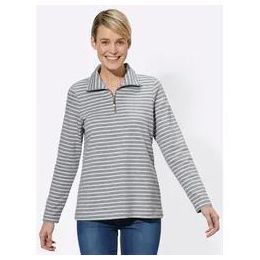 Mendler Langarmshirt CASUAL LOOKS "Shirt" Gr. 42, grau (grau, gestreift) Damen Shirts