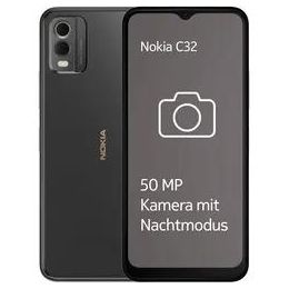 Nokia Smartphone "C32, 3+64GB" Mobiltelefone Gr. 64 GB, schwarz (charcoal)