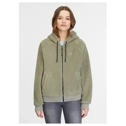 Sweatjacke Ragwear "TALIANA", Damen, Gr. XL (42), grün (dusty olive), Sweatware, Plüsch, Obermaterial: 100% Polyester, unifarben, casual, Langarm Rippstrickbündchen, Sweatjacken, aus weichem Teddy Plüsch