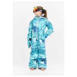 Schneeoverall WeeDo "COSMO ICE" Gr. 92/104, blau (ice print, silber) Jungen Overalls Hochfunktionaler Schneeanzug