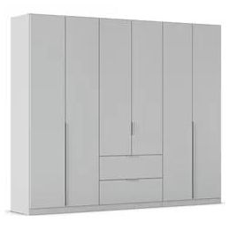 Drehtürenschrank Rauch "Kleiderschrank Schrank Garderobe AGORDO mit Dekor- oder Hochglanzfront" Schränke Gr. B/H/T: 271 cm x 229 cm x 54 cm, 6 St., grau (seidengrau) mit Außenschubkästen, in 6 Breiten und 2 Höhen MADE IN GERMANY