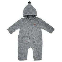 Fleeceoverall MaxiMo Gr. 74, N-Gr, grau Baby Overalls mit Zipfelkapuze Pompon und Reißverschluss