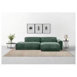 Ecksofa Trendmanufaktur "Braga, mit hochwertigem Kaltschaum, L-Form, in Cord erhältlich" Sofas Gr. B/H/T: 275cm x 72cm x 160cm, Breitcord RIBBON, Recamiere rechts, grün (winter moss) modernes Sofa, Couch mit hohem Sitzkomfort, 27572160 cm (BHT)