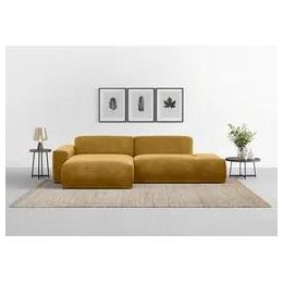 Ecksofa Trendmanufaktur "Braga, mit hochwertigem Kaltschaum, L-Form, in Cord erhältlich" Sofas Gr. B/H/T: 275cm x 72cm x 160cm, Breitcord RIBBON, Recamiere links, gelb (mustard) modernes Sofa, Couch mit hohem Sitzkomfort, 27572160 cm (BHT)