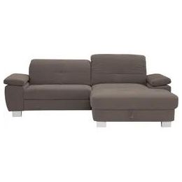 Ecksofa Alina "Becca" Sofas Gr. B/H/T: 268cm x 97cm x 184cm, Struktur TTA, Recamiere rechts, ohne Bettfunktion-ohne Bettkasten, braun (braun tta 14) inkl. Kopfteilverstellung, wahlweise mit Bettfunktion und Bettkasten