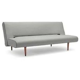 Schlafsofa INNOVATION LIVING TM "Unfurl Designsofa mit Bettfunktion, bequem, edel und hochwertig" Sofas Gr. B/H/T: 200cm x 84cm x 96cm, Webstoff fein FLASHTEX, Styletto Beine, grau (light grey) im Scandinavian Design, mit verstellbarer Rückenlehne