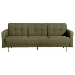 3-Sitzer Max Winzer "Jesper Kippcouch mit komfortablem Federkern, klassisch und modern" Sofas Gr. B/H/T: 224cm x 84cm x 82cm, Flockstoff 24259, grün Schlafsofa mit Knopfheftung im Rücken, inklusive Bettkasten