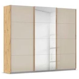 Schwebetürenschrank Rauch "Kleiderschrank Kleiderschränke Schrank Garderobe AGORDO mit Glasfront" Schränke Gr. B/H/T: 271cm x 229cm x 62cm, 3 St., beige (eiche artisan/glas champagner) durchdachte Innenausstattung, in 4 Breiten und 2 Höhen MADE IN GERMANY