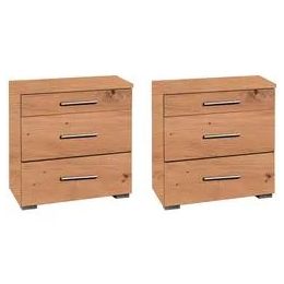 Nachtkommode Rauch "Scala" Sideboards Gr. B/H/T: 47cm x 52cm x 42cm, 3 St., braun (eiche artisan) 2er-Set mit 3 Schubkästen in zwei unterschiedlichen Höhen