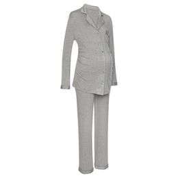 Lascana Umstand Umstandspyjama Damen Gr&ouml;&szlig;e L/XL graumeliert Sommerkleid