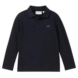 Tom Tailor Jungen Langarm Poloshirt mit Stickerei, blau, Uni, Gr. 104/110