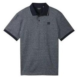 Tom Tailor Herren Gemustertes Poloshirt, blau, Muster, Gr. S