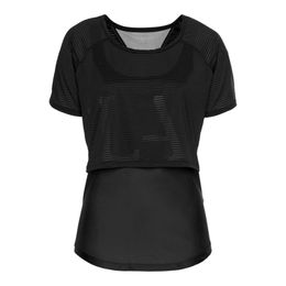 active by Lascana Lascana Active Shirt 'Digital Mauve' Damen Gr&ouml;&szlig;e M schwarz