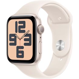 Smartwatch Apple "Watch SE (2024)" Smartwatches Gr. 44mm, ohne eSIM, M/L, Sport Band, beige (polarstern)