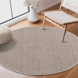 Teppich Carpet City "Friseé-Teppich FANCY805" Teppiche Gr. Ø 160 cm 1 St., 12 mm, beige Kurzflor, Einfarbig, 3D-Optik, Zickzack Look