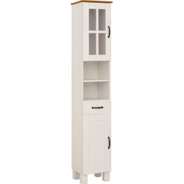 Hochschrank Home Affaire "Rodby", weiß (weiß, honig), B:33cm H:180cm T:30cm, Massivholz, Schränke, FSC-zertifiziertes Massivholz, Breite 33cm, Höhe 180cm