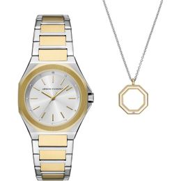 Quarzuhr Armani Exchange Armbanduhren goldfarben (silberfarben, goldfarben) Damen Armbanduhr, Damenuhr, Edelstahlarmband, ideal auch als Geschenk