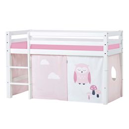 Hochbett Hoppekids "ECO Dream, Kinderbett, Spielbett, Halbhohes Bett aus Massivholz", rosa (weiß, eule rot), B:81cm H:105cm L:168cm, Kinderbett: 100% Massivholz: Nordische Kiefer, Vorhang: 100% Baumwolle, Matratzenbezug 100% Baumwolle, Matratze: Schaum, Hochbetten, Hochbett Kinderbett, inkl. Vorhang-Set Creator, Bettgröße & Matratze wählbar