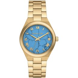 Quarzuhr Michael Kors "LENNOX" Armbanduhren goldfarben (goldfarben, blau) Damen Armbanduhr, Damenuhr, Edelstahlarmband, analog