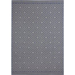 Teppich freundin Home Collection "Breeze" Teppiche Gr. B: 200 cm 1 St., 8 mm, L: 290 cm, blau (blau, creme) In-& Outdoor, Wetterfest, Balkon, Garten, Wohnzimmer, Rauten