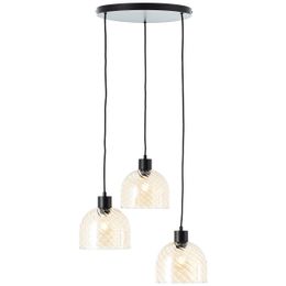 Pendelleuchte Brilliant "Casto" Lampen Gr. 3 flammig, Ø 51,00cm,, schwarz, bernstein 150 x 51 cm, E27, kürzbar, Glas, bernsteinfarben