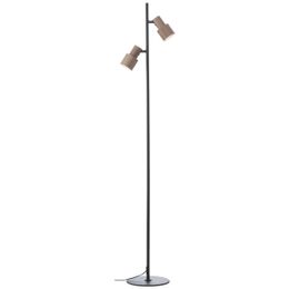 Stehlampe Brilliant "Cadiz" Lampen Gr. 2 flammig, Ø 22,00cm H: 140,00cm,, schwarz matt/bronzefarben gebürstet 140 x 22 cm, GU10, schwenkbar, Aluminium, schwarzbronzefarben