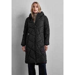 Steppjacke Street One, Damen, Gr. 36, schwarz, Stoff, 100% Polyester, unifarben, normal knielang, ohne Ausschnitt, Bündchen, Jacken, mit Kapuze