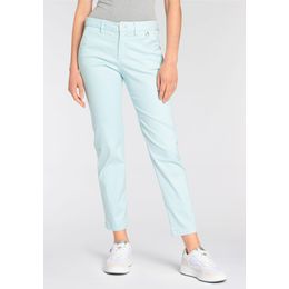 Stretch-Hose Herrlicher "Lovley Straight Satin Powerstrech" Gr. 26, N-Gr, blau (light aqua) Damen Hosen