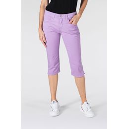 Caprihose MAC "Capri-Summer-Clean" Gr. 34, Länge 19, lila (lavender) Damen Hosen Kniebedeckend mit kleinem Schlitz am Saum