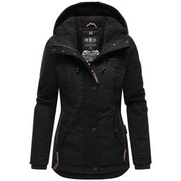 Winterjacke Marikoo "Bikoo", Damen, Gr. S (36), schwarz, Oberstoff: 100% Baumwolle, Futter: 100% Polyester, Wattierung: 100% Polyester, Ärmelfutter: 100% Polyester, modisch, figurumspielend hüftbedeckend, hoch geschlossener Ausschnitt, Langarm Ärmel ohne Ärmelschlitz Rippstrickbündchen, Jacken, sportliche Damen Outdoor Baumwolljacke mit Kapuze