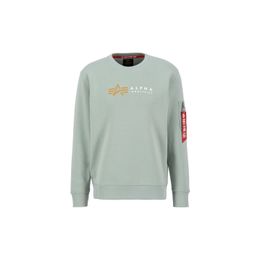 Sweater Alpha Industries "Alpha Industries Men - Sweatshirts Alpha Label Sweater" Gr. L, grün (dusty green) Herren Sweatshirts