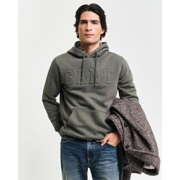 Kapuzensweatshirt Gant "EMBOSSED SWEAT HOODIE" Gr. L, grün (dark earthy green) Herren Sweatshirts