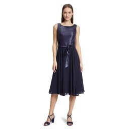 Cocktailkleid Vera Mont "Vera Mont mit Gürtel" Gr. 36, Normalgrößen, blau (patch dark blue, blue) Damen Kleider Materialmix