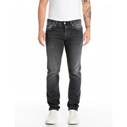 Straight-Jeans Replay "GROVER" Gr. 32, Länge 32, schwarz (black delavè) Herren Jeans in vielen verschiedenen Waschungen, mit Stretch