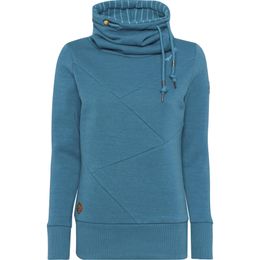 Sweater Ragwear "VIOLLA" Gr. L (40), blau (2040 blue) Damen Sweatshirts mit hohem Stehkragen