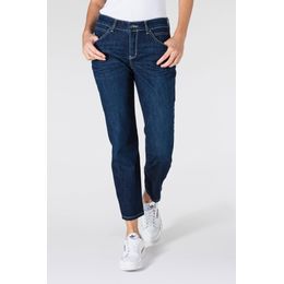 Ankle-Jeans MAC "Slim 7/8" Gr. 48, Länge 27, blau (basic blue used) Damen Jeans Kontrastfarbene Nähte