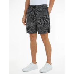 Sweatshorts Calvin Klein Jeans "AOP SHORT" Gr. L, N-Gr, schwarz (warp logo aop black) Herren Hosen mit Logoschriftzügen