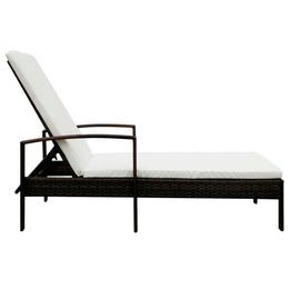 vidaXL Sonnenliege mit Auflage Poly Rattan Braun