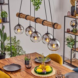 hofstein Koyoto Pendelleuchte Glas 15 cm Naturfarben, Schwarz, 5-flammig